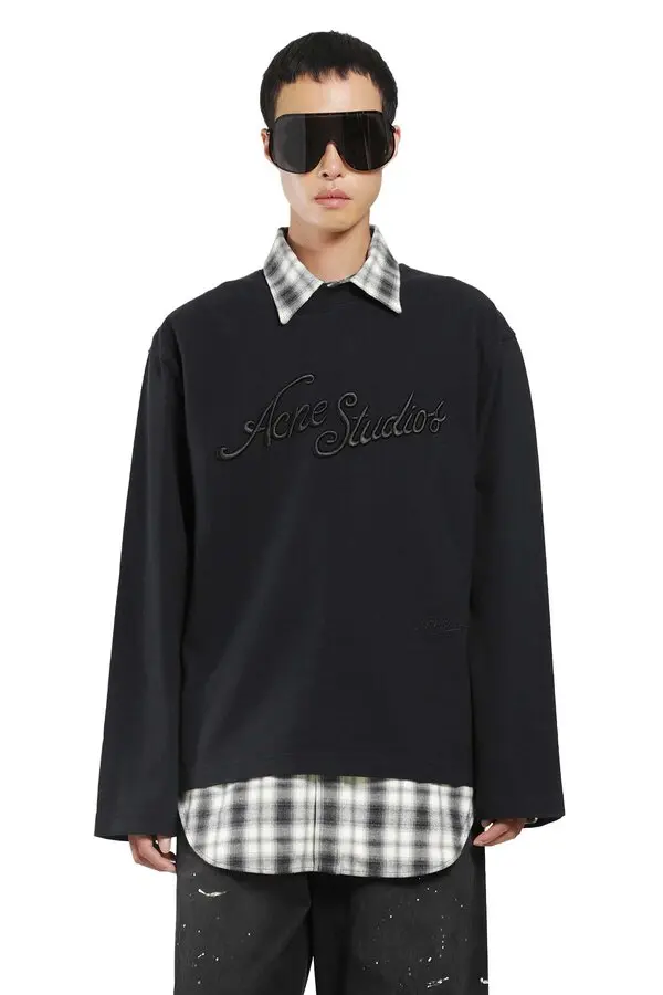 Acne Studios Logo Piqué Long Sleeve T-shirt