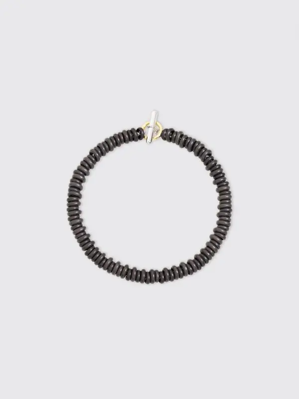 DODO Titanium Rondelle Bracelet With Yellow Gold Brisè Ring Clasp - Black