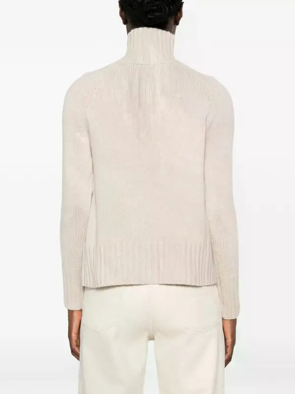 Max Mara Ribbed-knit Turtleneck Sweater - Neutrals