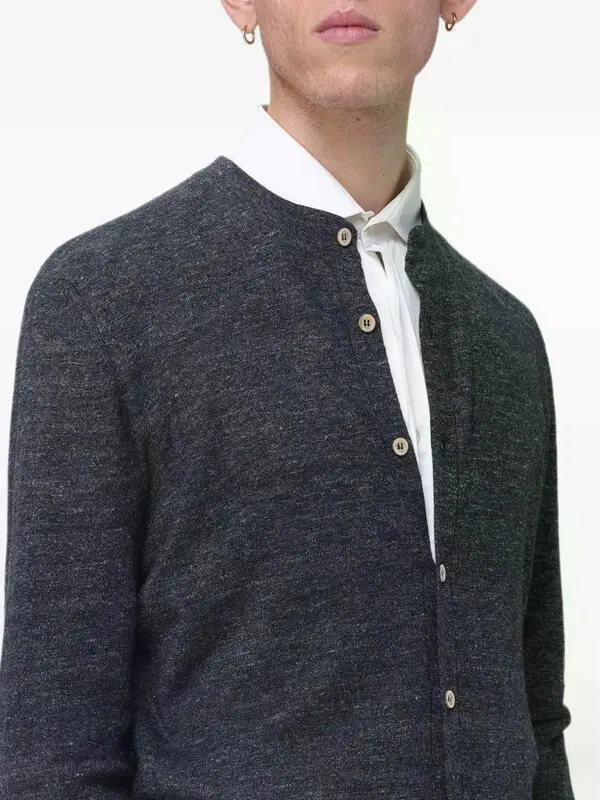 Brunello Cucinelli Button-front Slub Texture Sweater - Grey