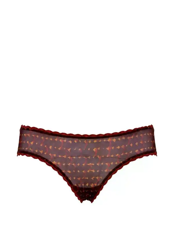 LAURA URBINATI Geometric-print Lace-trim Briefs - Red