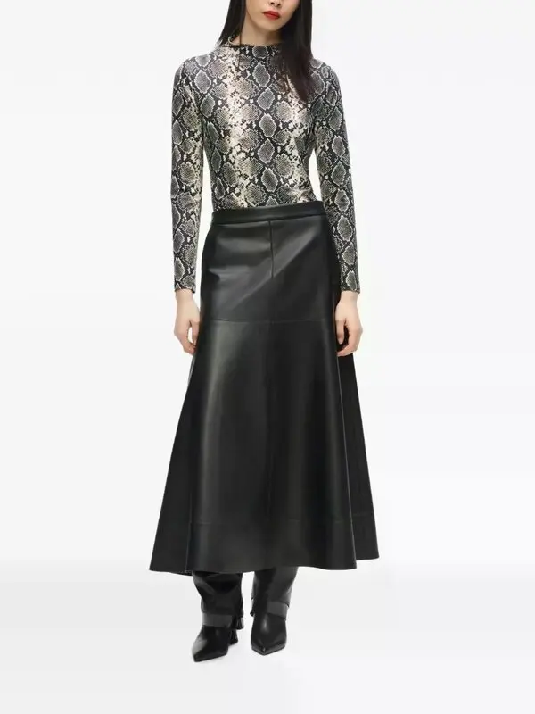 Karl Lagerfeld Faux-leather Panelled Flared Skirt