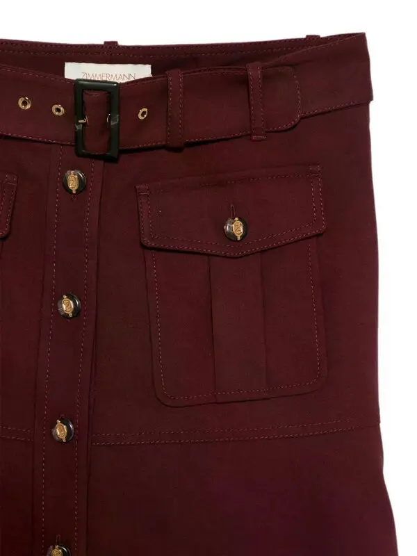 Zimmermann Belted Button-front Midi Skirt