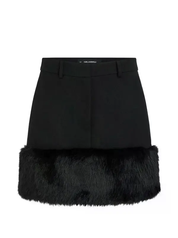 Karl Lagerfeld Faux-fur Trim Skirt - Black