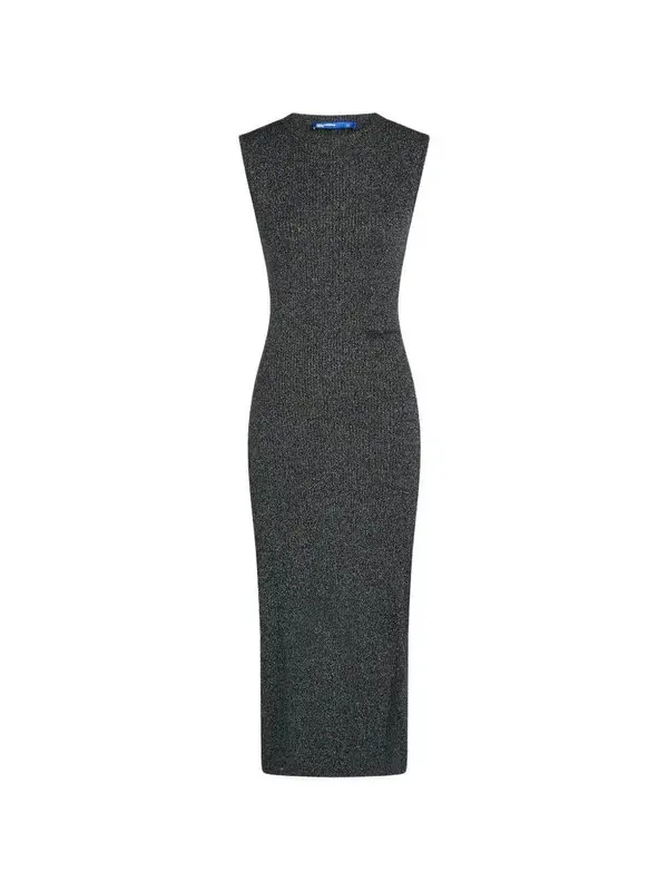 Karl Lagerfeld Metallic Knit Maxi Dress With Side Slit