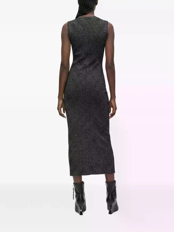 Karl Lagerfeld Metallic Knit Maxi Dress With Side Slit