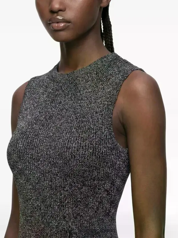 Karl Lagerfeld Metallic Knit Maxi Dress With Side Slit
