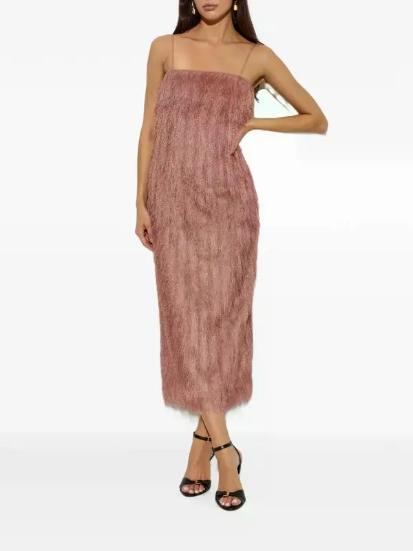 Balmain Fringe-detailing Spaghetti-strap Dress