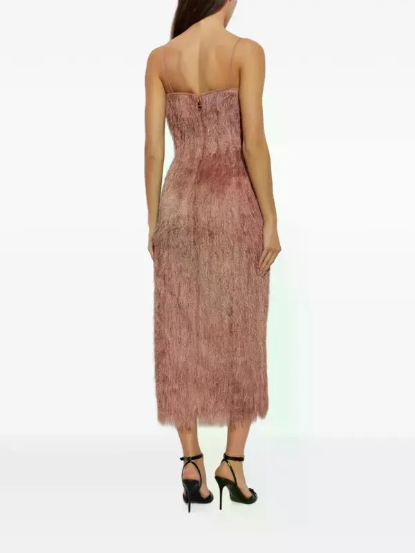 Balmain Fringe-detailing Spaghetti-strap Dress