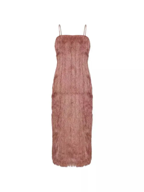 Balmain Metallic Fringe Spaghetti Strap Dress - Pink