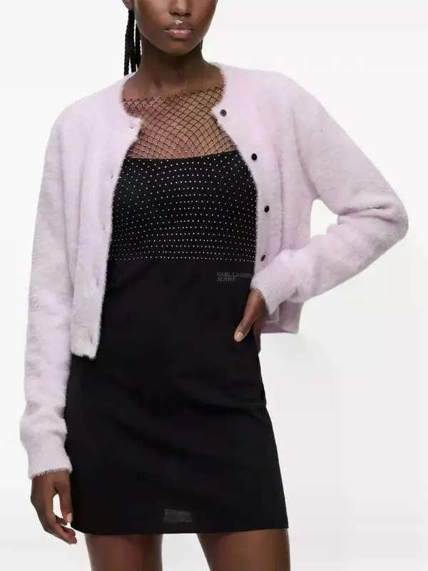 Karl Lagerfeld Cardigan With Logo Detail - Purple