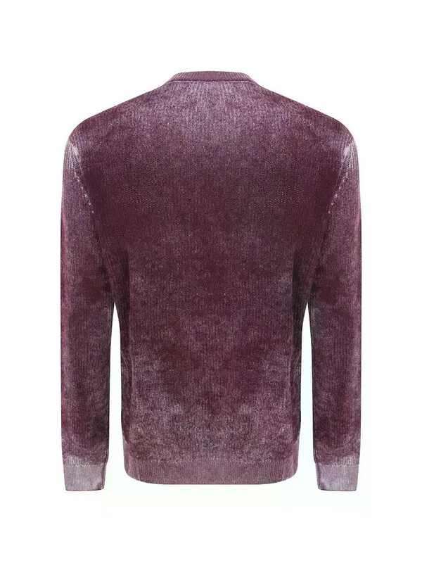 Emporio Armani Ribbed Virgin Wool Sweater With Mélange Print - Red