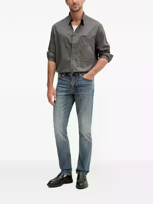 Armani Exchange Embroidered-logo Chest-pocket Shirt