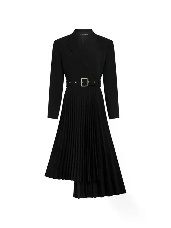 Karl Lagerfeld Asymmetric Pleated Tailored Dress