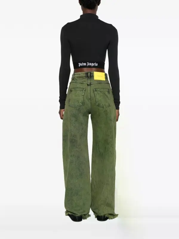 Palm Angels Logo Detail Cropped Mock Neck Top