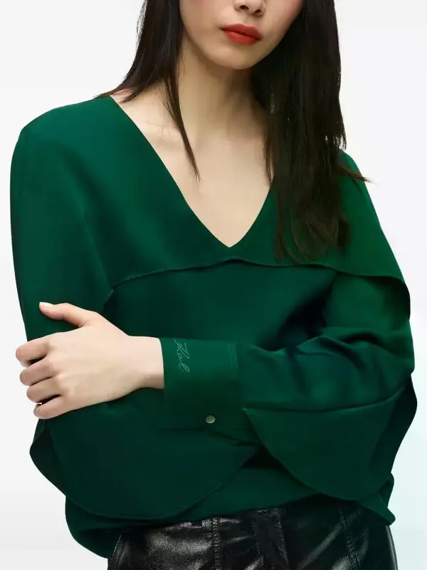Karl Lagerfeld V-neck Flounce Blouse