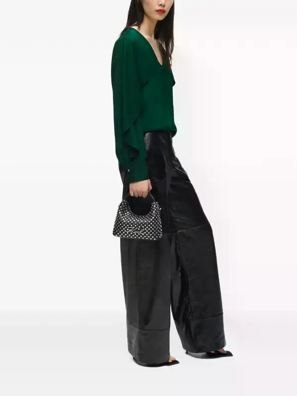 Karl Lagerfeld V-neck Flounce Blouse - Green