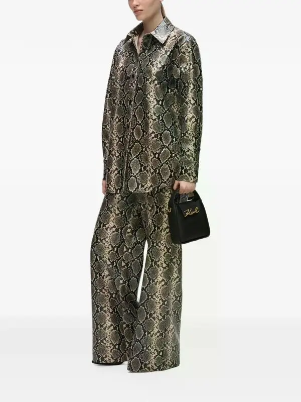 Karl Lagerfeld Faux-python Flared Pants