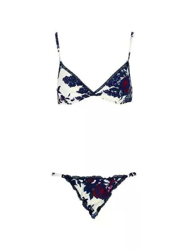 LAURA URBINATI Floral-print Lace-trim Bra