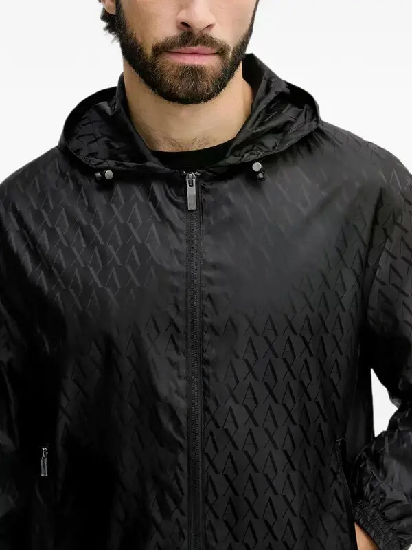 Armani Exchange Logo Monogram Hooded Zip-up Jacket