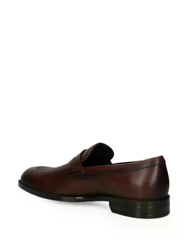 BOSS Textured-panel Penny-slot Loafers