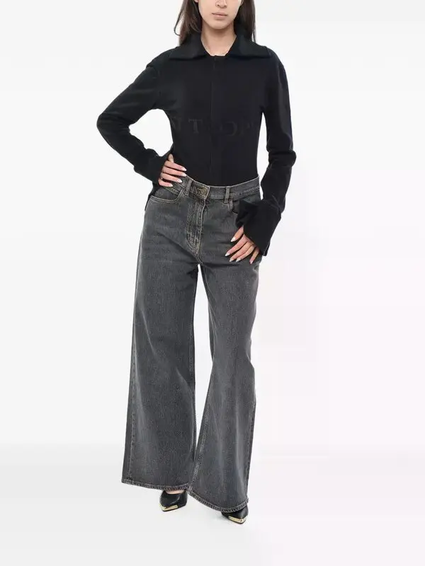 DURAN LANTINK Logo-print Polo-collar Bodysuit