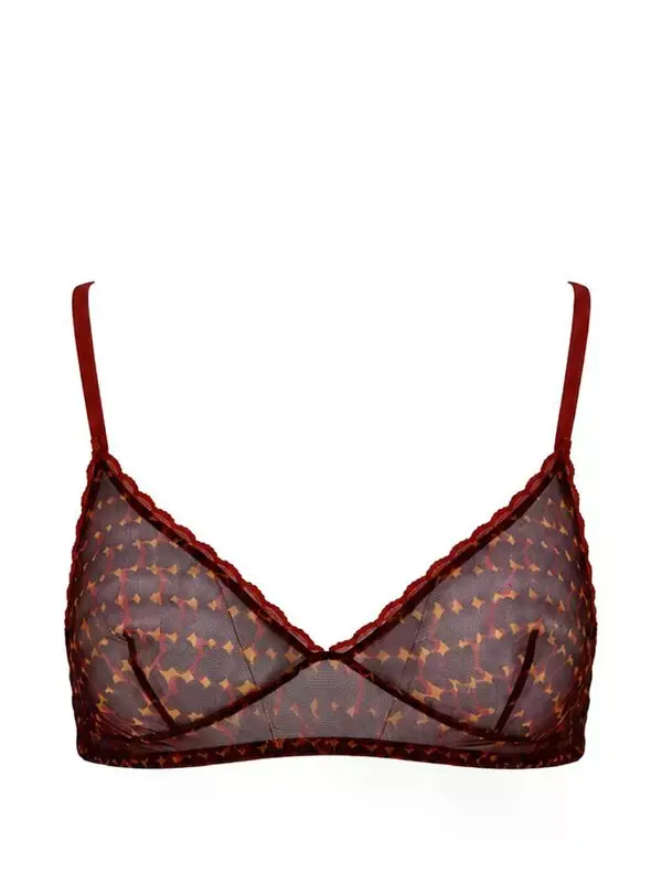 LAURA URBINATI Geometric-print Sheer Bra - Red