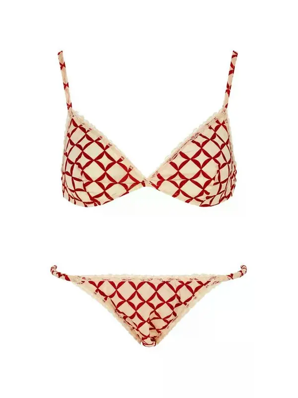 LAURA URBINATI Geometric-print Lace-trim Bra