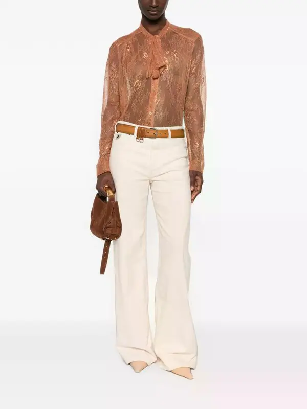 FORTE_FORTE Lace Pussy-bow Shirt