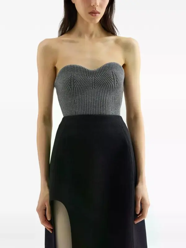 JIL SANDER Ribbed-knit Sweetheart Bustier