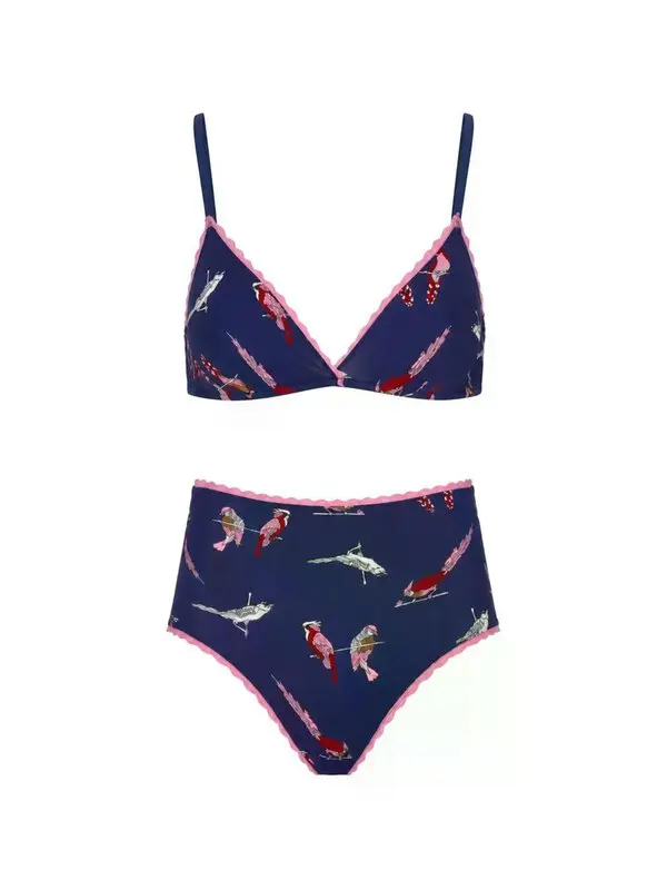 LAURA URBINATI Bird-print Scalloped-trim Bra