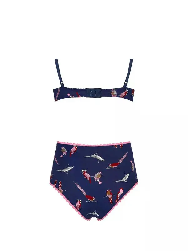 LAURA URBINATI Bird-print Scalloped-trim Bra