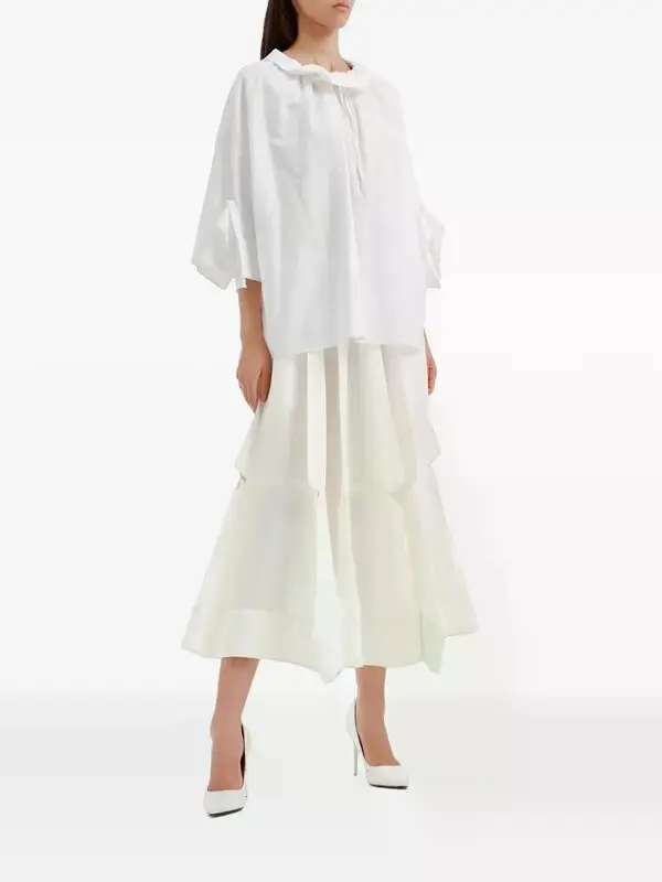 ENFOLD Cutout Detail Pleated Midi Skirt