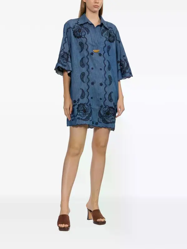 Zimmermann Paisley Embroidered Scalloped-edge Dress