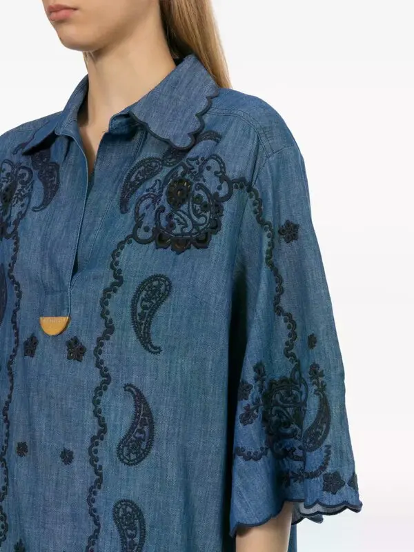 Zimmermann Paisley Embroidered Scalloped-edge Dress
