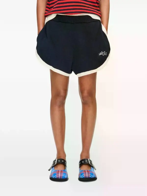CHARLES JEFFREY Embroidered Logo Sporty Shorts - Blue
