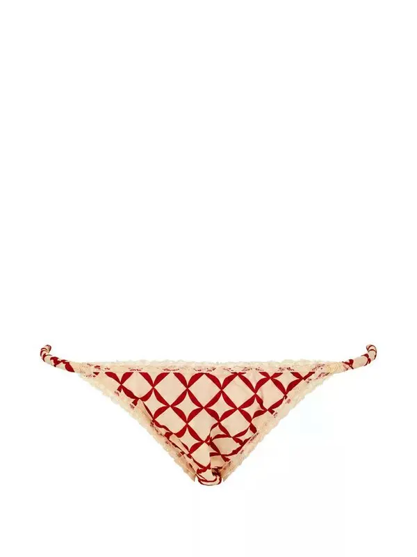 LAURA URBINATI Geometric-print Lace-trim Briefs - Neutrals