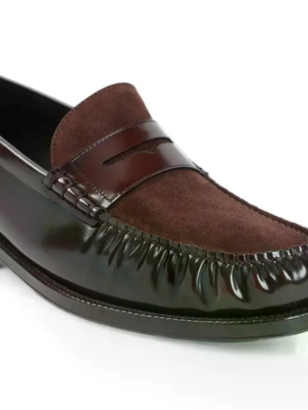 Brunello Cucinelli Polished Calfskin And Suede Loafers
