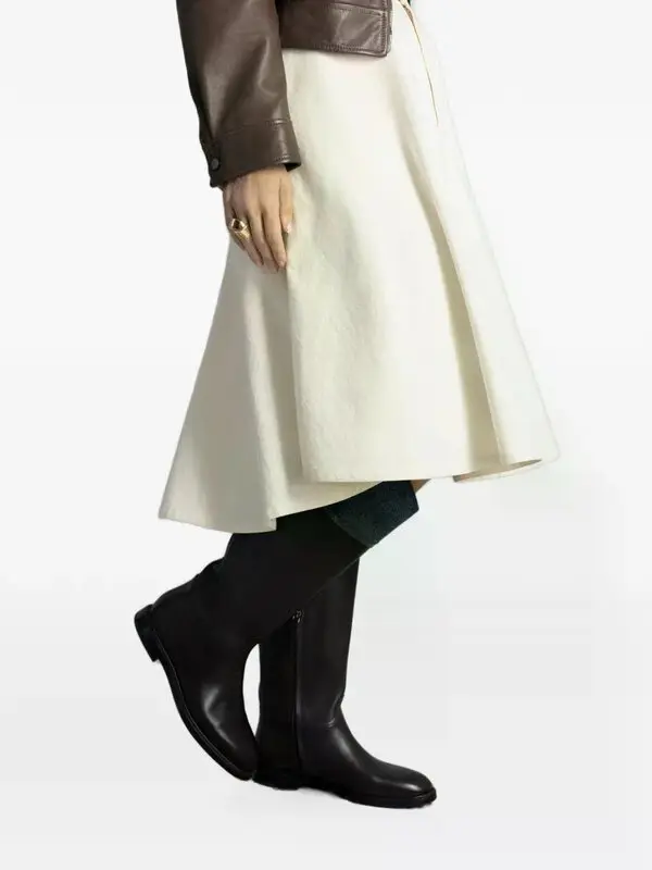 Brunello Cucinelli Leather And Felted Panel Riding Boots With Monili Trim