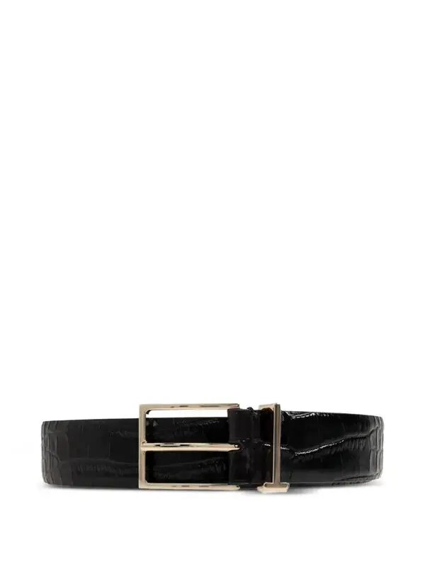 TOM FORD Leather Croc-effect Belt - Black