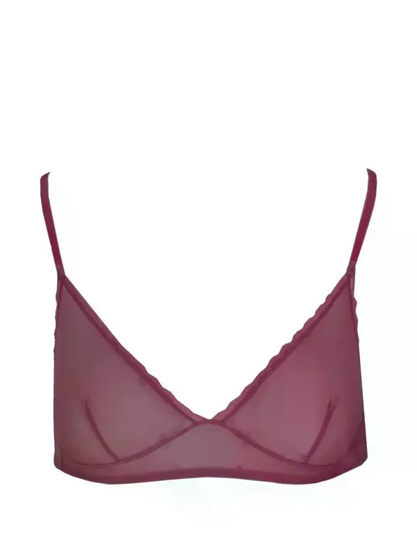 LAURA URBINATI Scalloped-edge Sheer Bra - Red