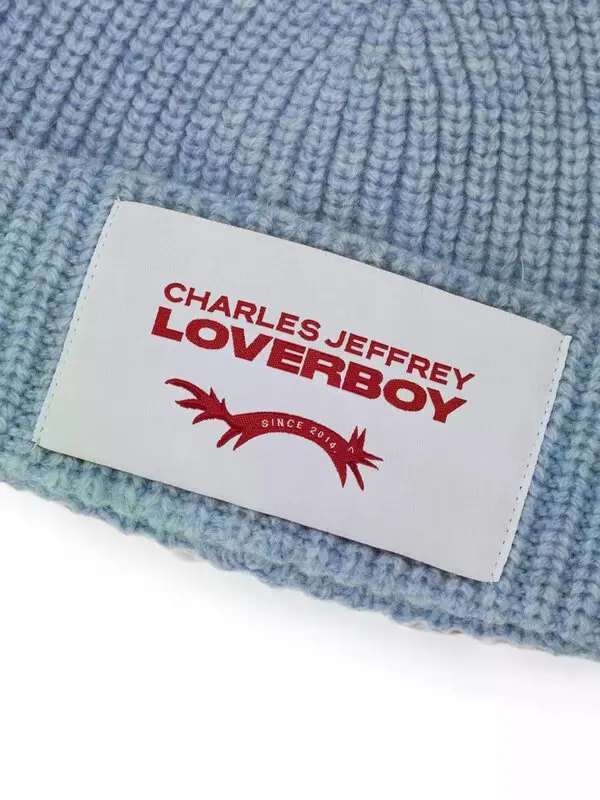 CHARLES JEFFREY Logo-patch Ribbed-knit Beanie Hat
