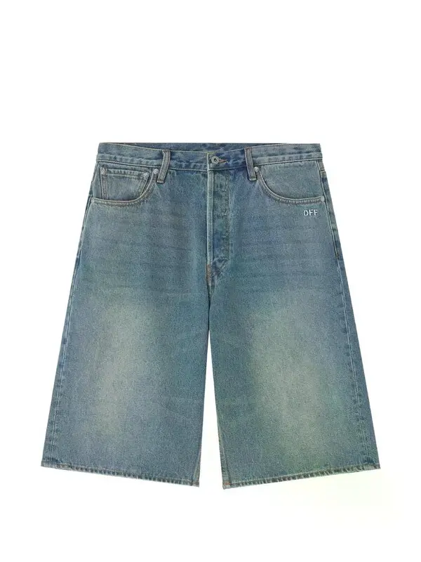 Off-White Diagonals Print Denim Shorts