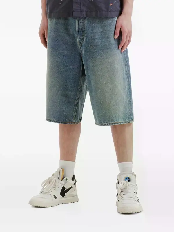 Off-White Diagonals Print Denim Shorts