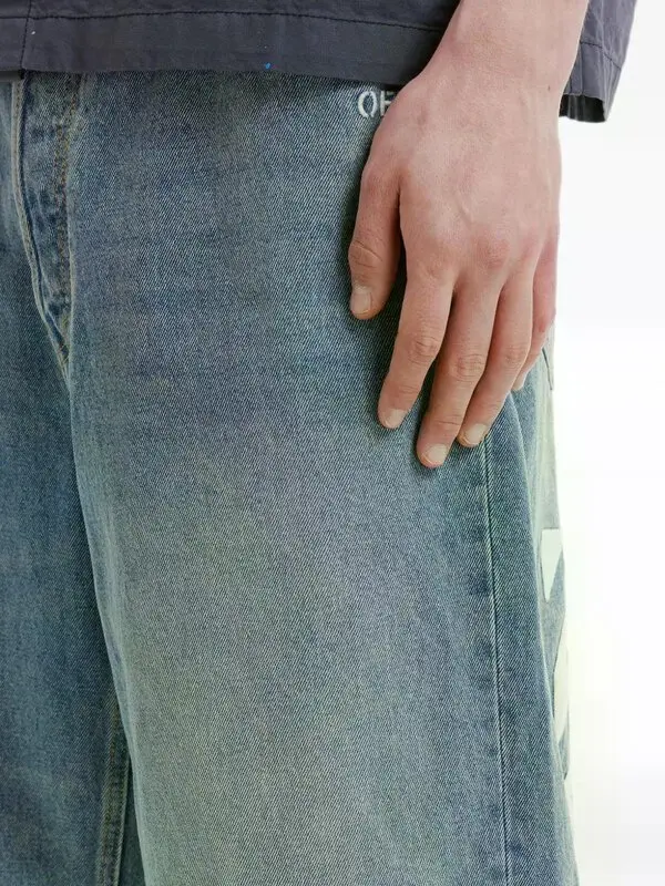 Off-White Diagonals Print Denim Shorts