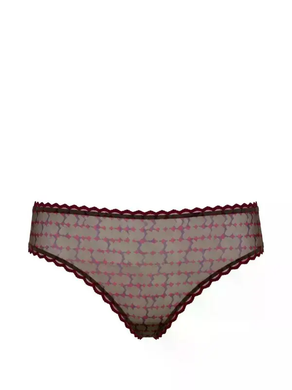 LAURA URBINATI Geometric-print Scallop-edge Briefs - Purple