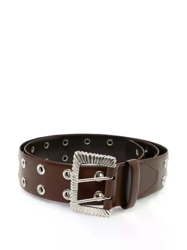 Toga Engraved Metal-plaque Leather Belt