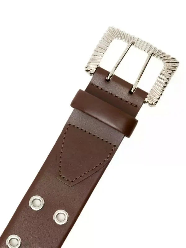 Toga Engraved Metal-plaque Leather Belt