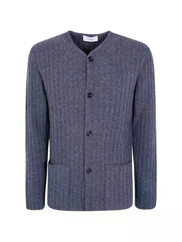 LARDINI Ribbed-knit Button-up Cardigan