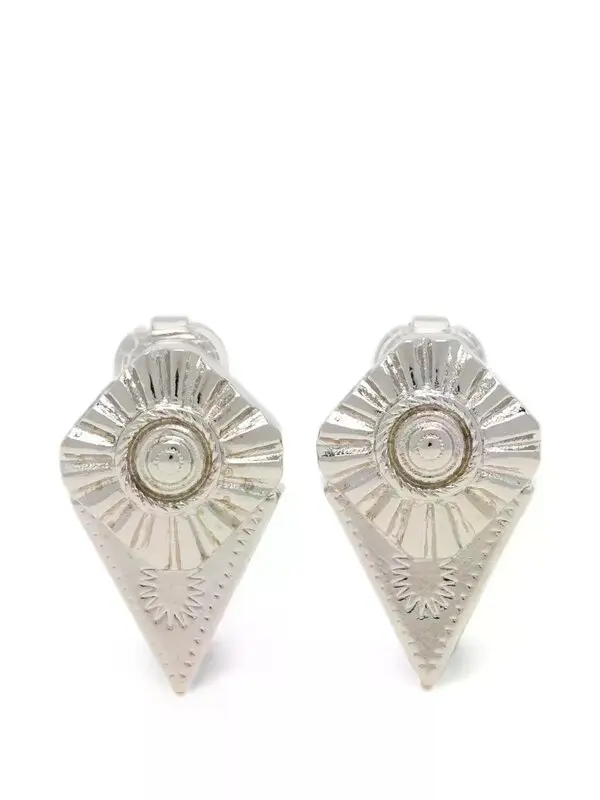 Toga Embossed Detail Drop Earrings - Silver